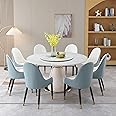 Amazon.com - Runboll 59" Sintered Stone Round Dining Table Set for 8 ...