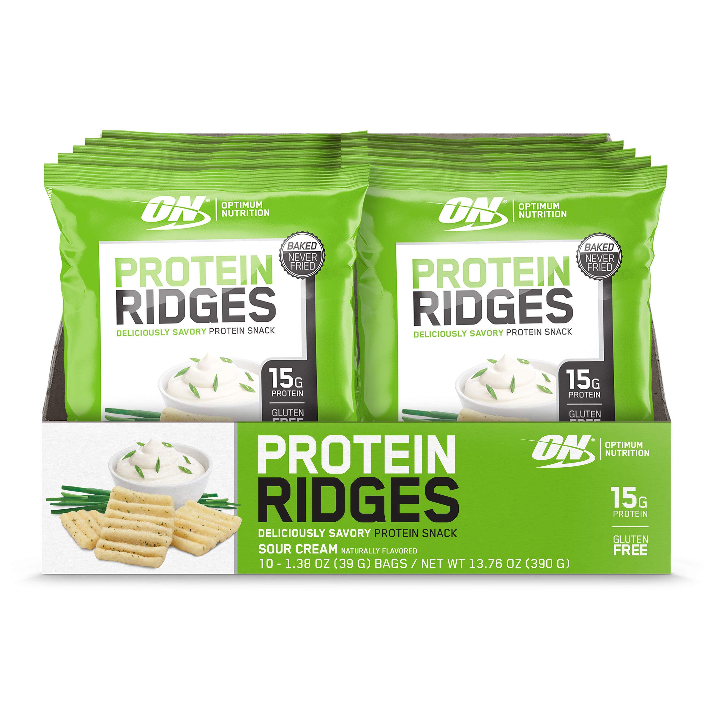 New! Optimum Nutrition High Protein Ridges, Baked Chips, Savory Snack ...