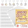 Amazon.com: 225PCS Shrinky Dink Sheets Keychains Kit,Shrink Plastic Sheets Kit with 25PCS ...