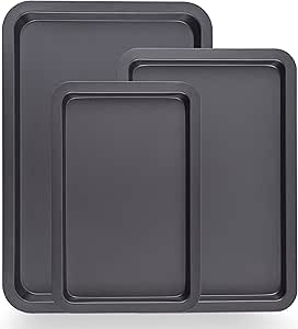 Amazon.com: 3-Pc. Nonstick Cookie Sheet Pans - PFOAm PFOSm PTFE-Free ...