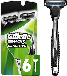 Amazon.com: Gillette Mach3 Men's Disposable Razor, Sensitive, 6 Razors ...