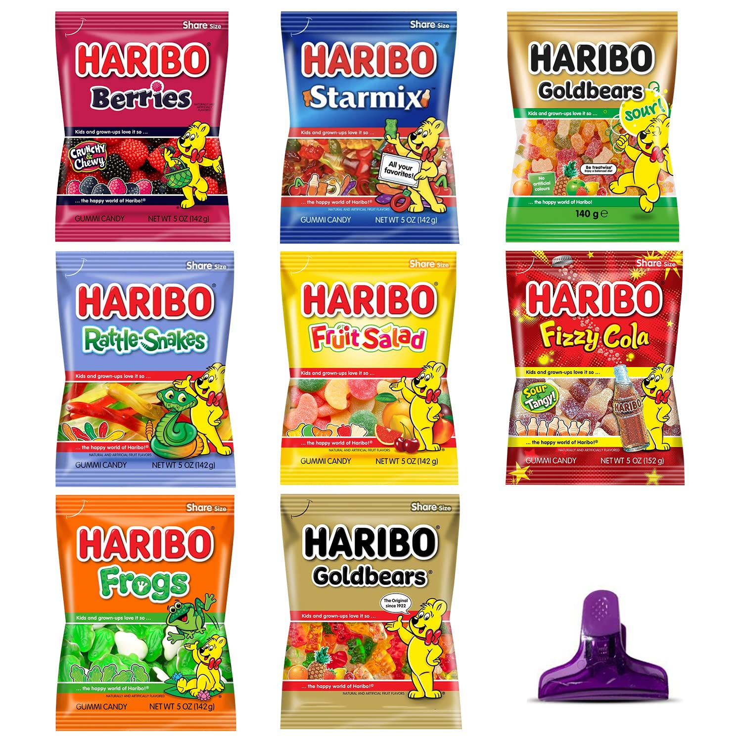 Mua Haribo Gummy Bears Assorted Candy Variety Pack of 8 5-Oz Gummy ...