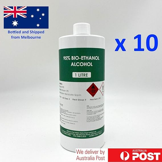 95% Bio-Ethanol Alcohol - 10 x 1 Litre - Natural - Ethyl Alcohol - (10 ...