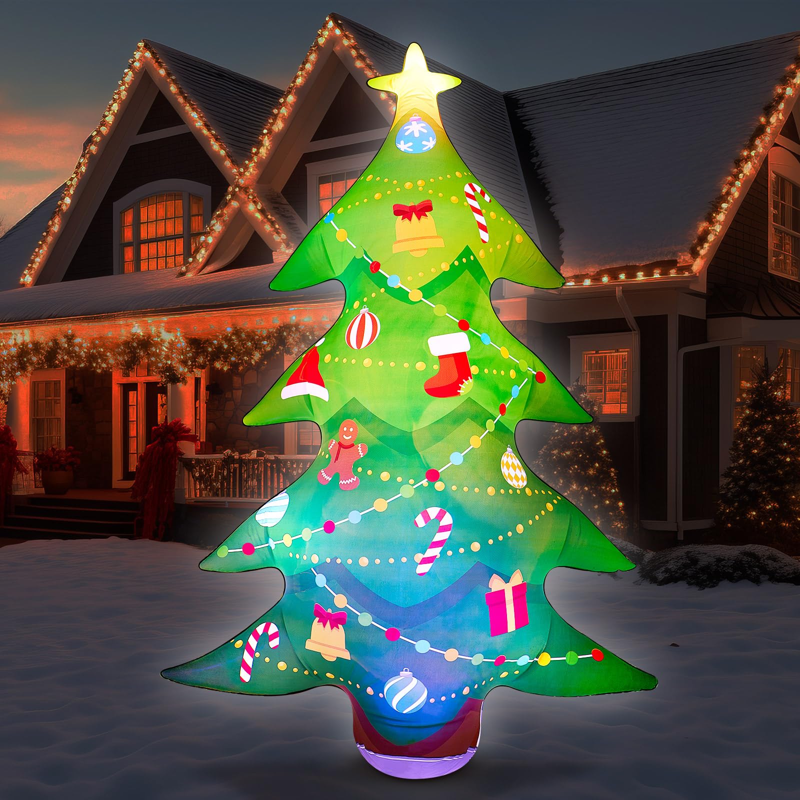 Kasyat 5.5 ft LED Christmas Inflatables Tree Outdoor Decoration Blow Up ...