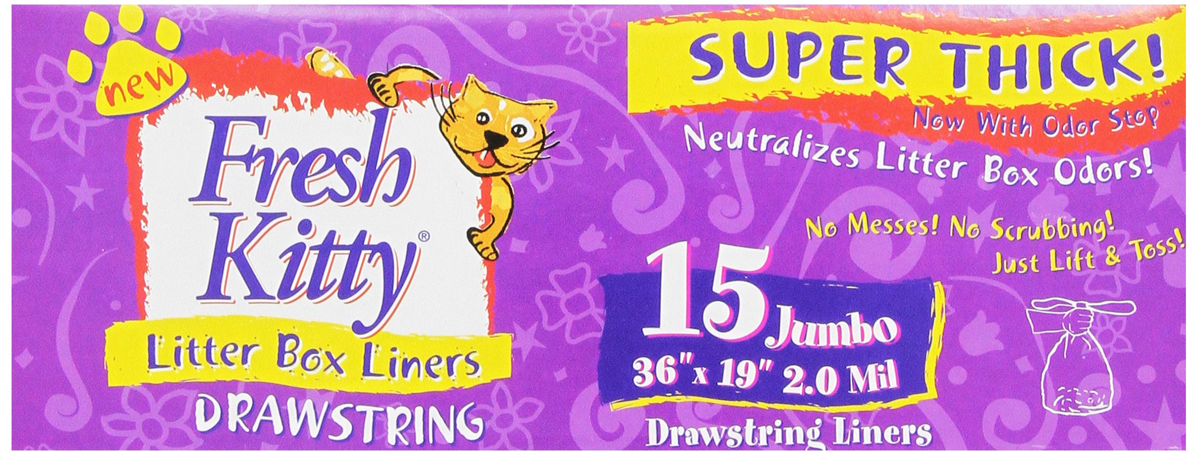 Fresh Kitty 15ct Super Thick Jumbo Drawstring Litter Box Liners ...