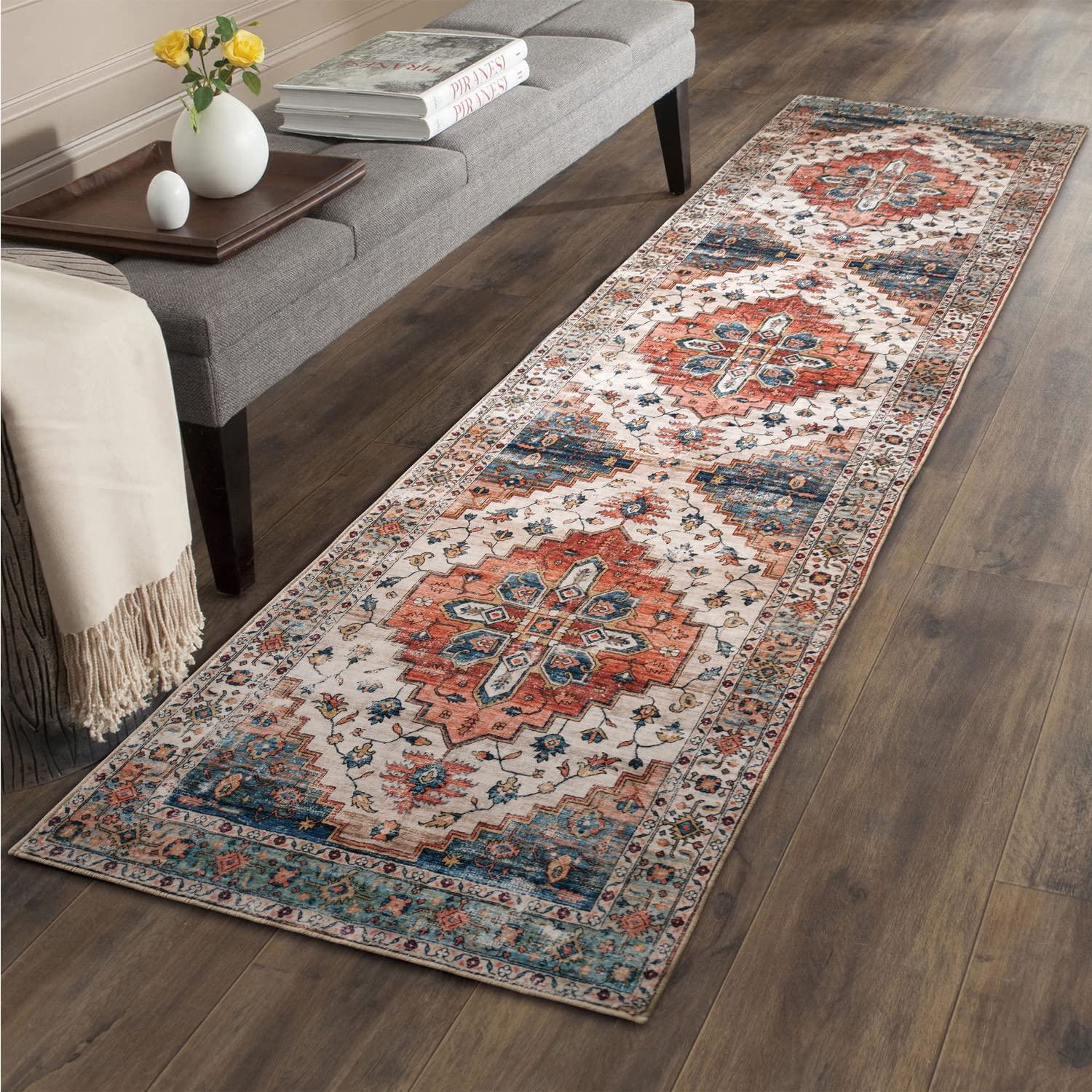 Aopota Runner Rug Non Slip Distressed Faux Wool Area Rug 2x8ft Runners ...