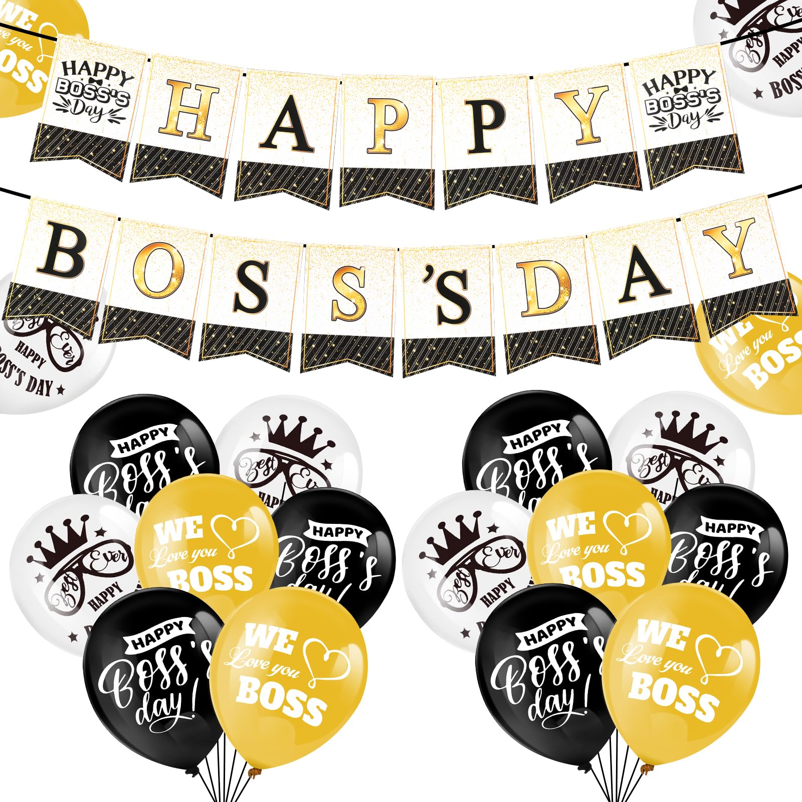 Happy Boss Day Decorations - Konsait Black and Gold Boss Day ...