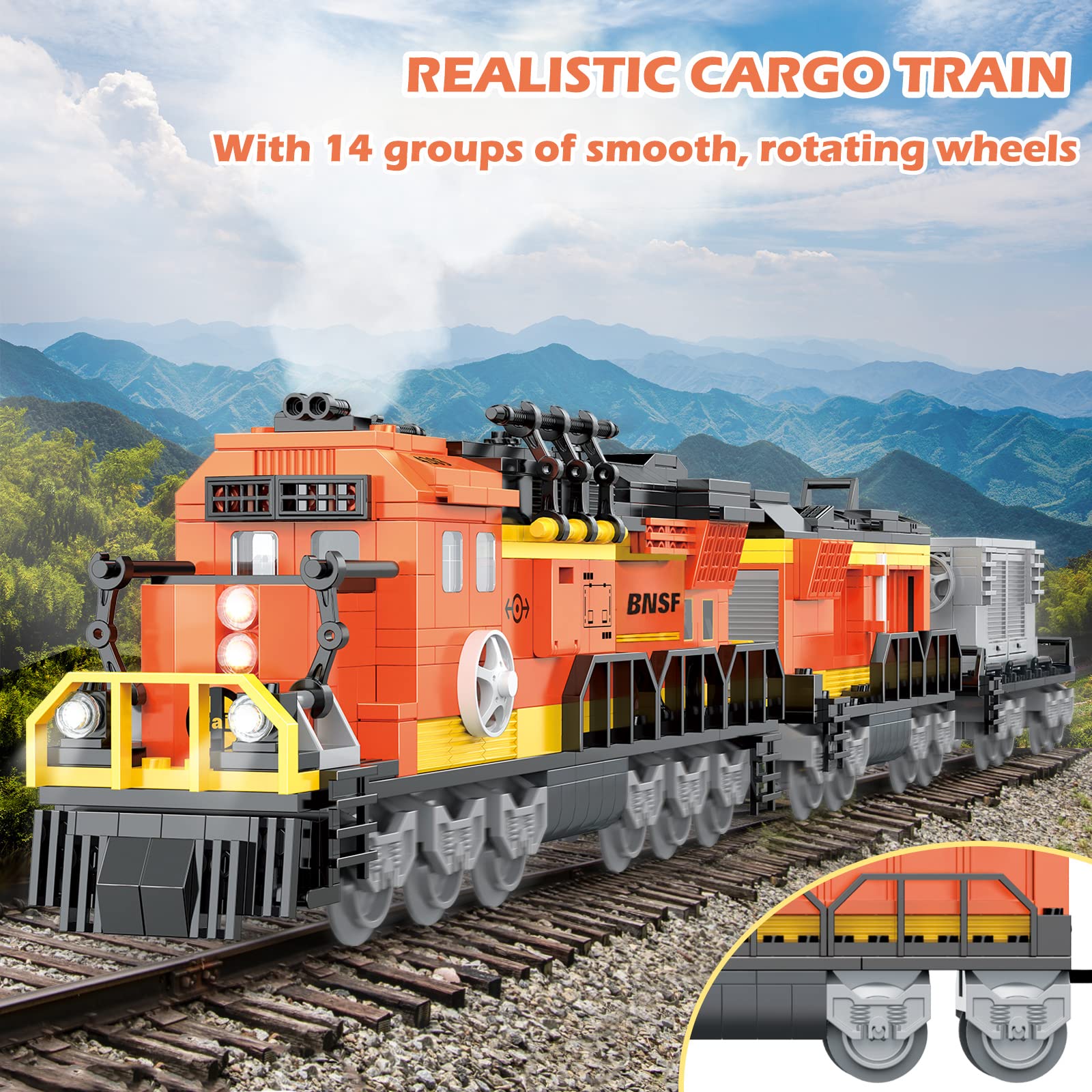 Mua BRICK STORY City Cargo Train Building Set, BNSF Freight Trains ...