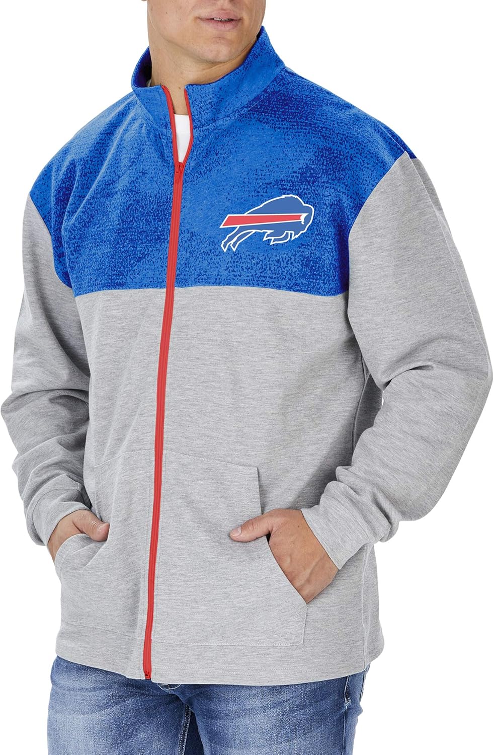 Zubaz NFL Buffalo Bills Men's Full Zip Track Jacket, Gray, Large ...