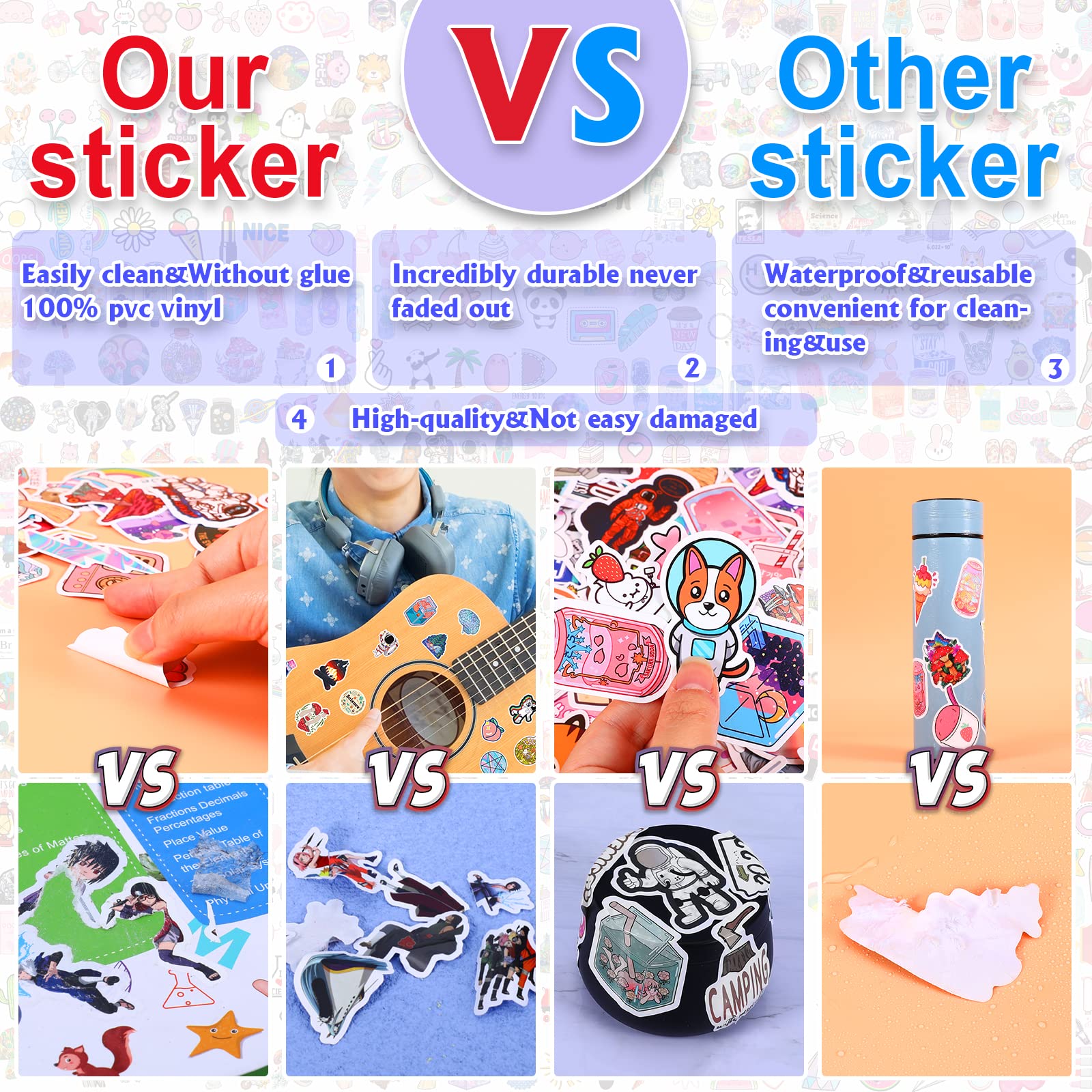 Mua 600 PCS Stickers Pack，Cute Colorful Waterproof Stickers，vinyl Art ...