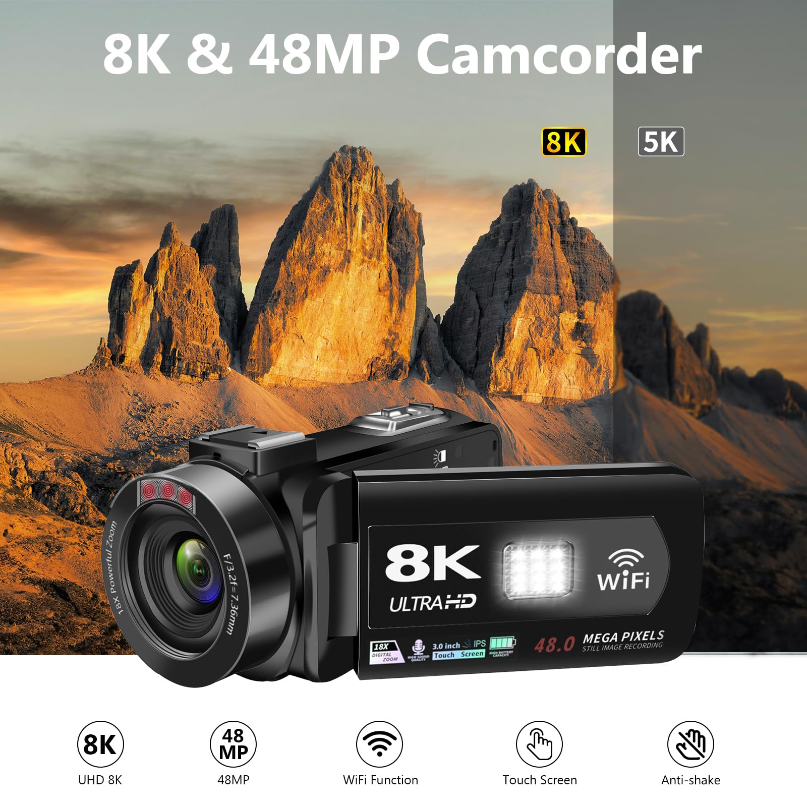 Mua VETEK Video Camera 8k Camcorder 48MP UHD WiFi IR Night Vision ...