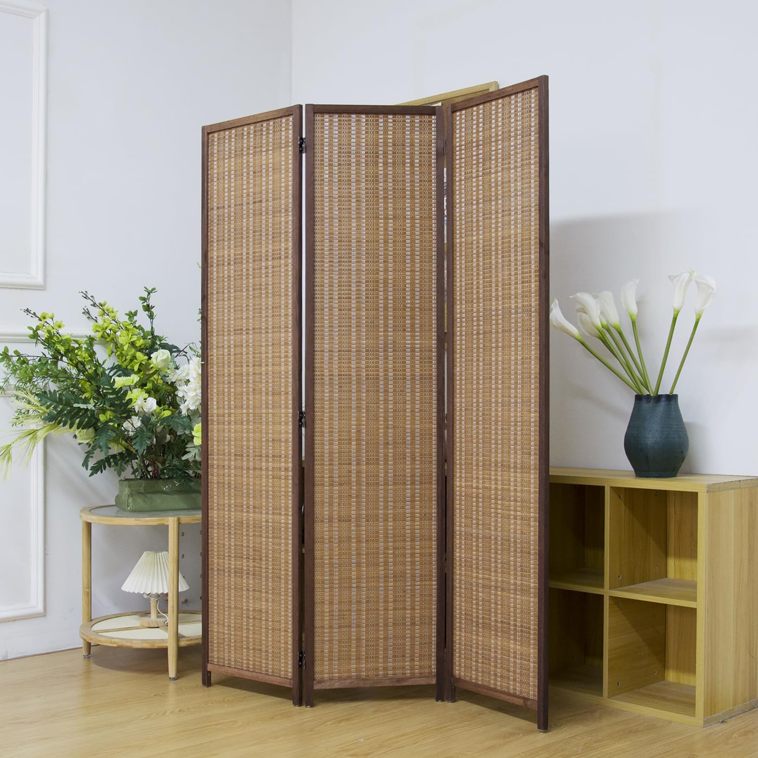 Pawlabay 4 Panel Room Divider Screen,5.6 FT Tall Bamboo Room Divider ...