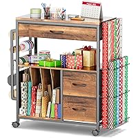 Amazon.com: 𝗬𝘂𝗺𝗸𝗳𝗼𝗶 Wrapping Paper Storage Cart, Rolling Gift Wrap ...