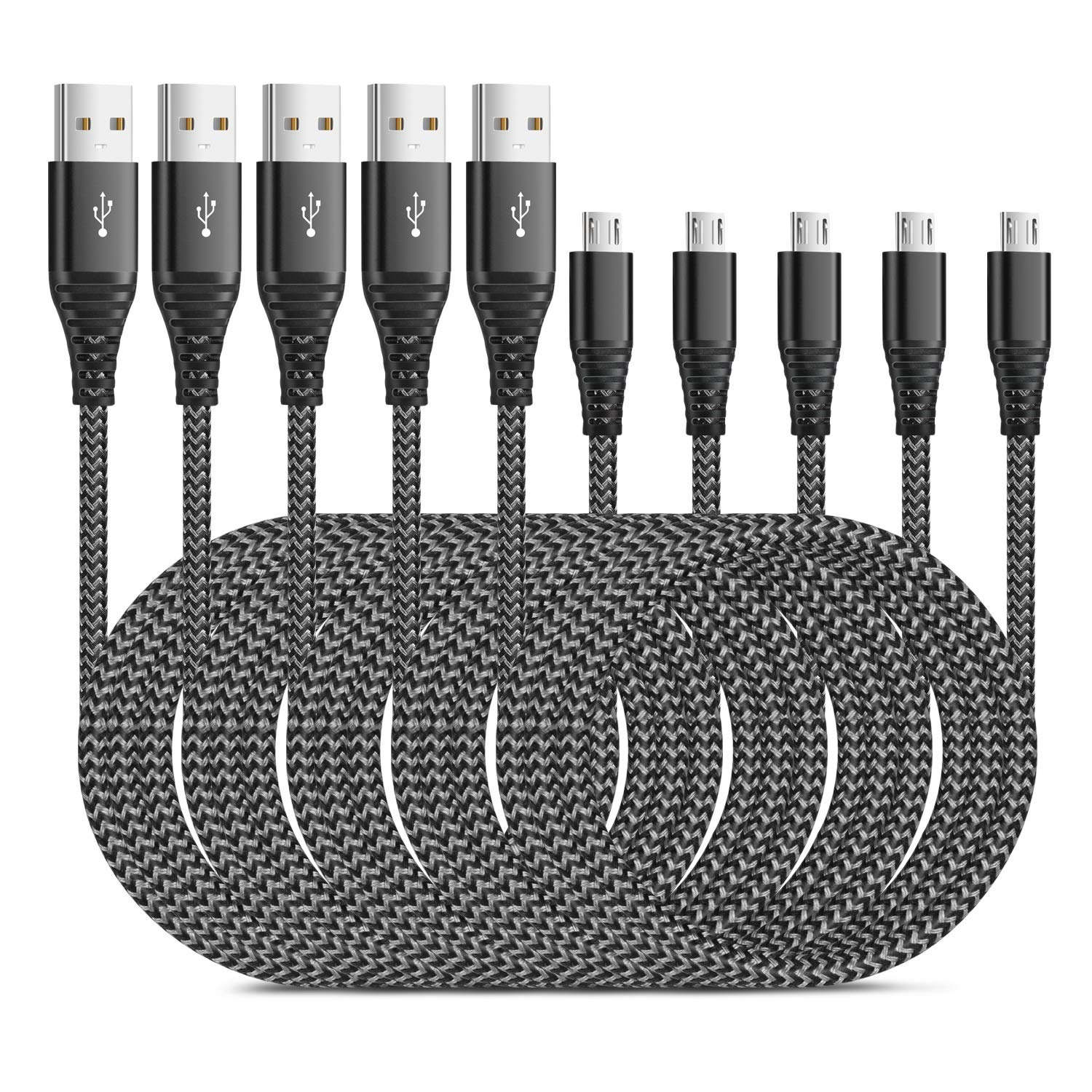 Amazon.com: Micro USB Charger Cable, Eversame 5Pack 6.6ft Nylon Braided ...