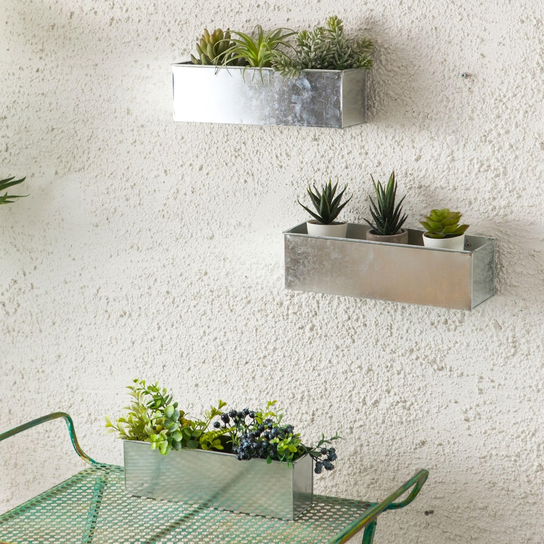 LaLaGreen Wall Planter (3 Pack, 14 Inch) Large Wall Mount Planters for Succulent, Silver ...