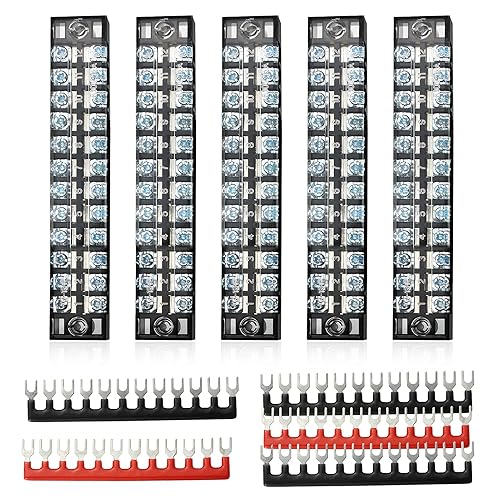 FIXITOK Terminal Strip Blocks, 5 Sets 12 Positions 600V 15A Waterproof ...