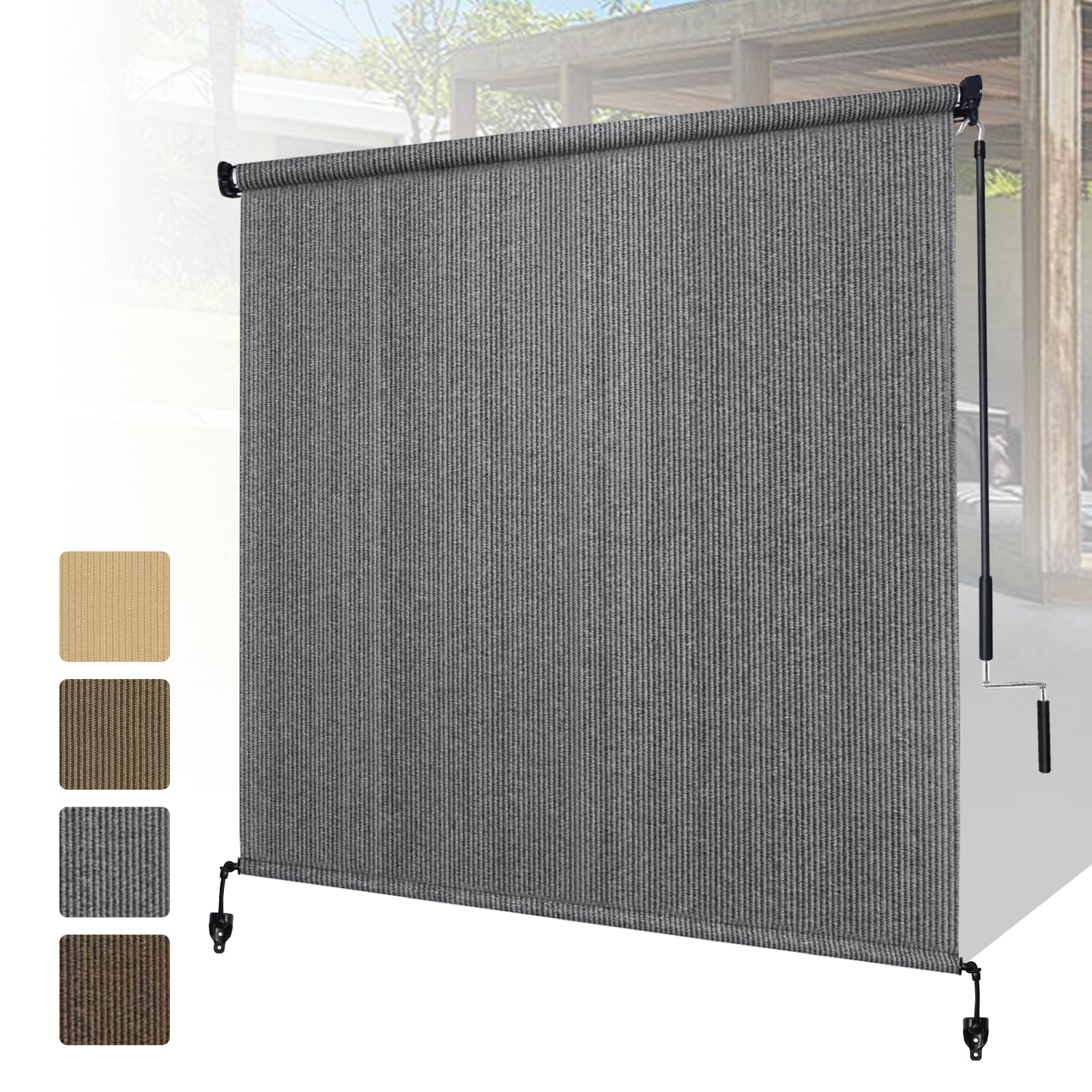 Shade&Beyond Outdoor Roller Shades 6' W x 8' H Patio Roll Up Blinds ...