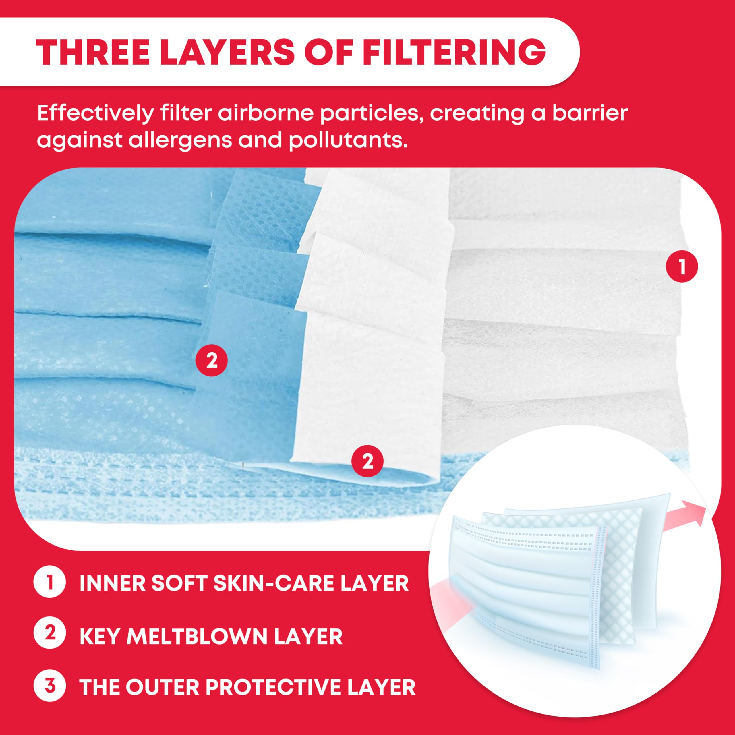 Mua 3-ply Disposable face Masks, Ear Loop Breathable Particle Mask ...