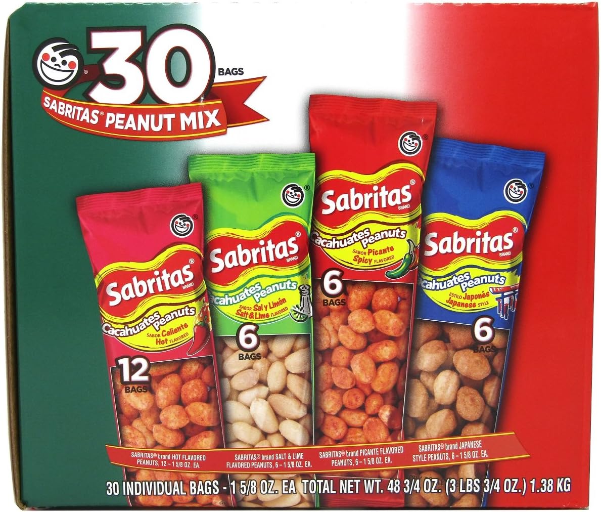 Frito Lay Sabritas Cacahuates Mezcla de cacahuates (caja de 30/16 onzas ...