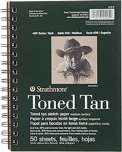 Strathmore Spiral Toned Sketch Book 5.5" x 8.5", Tan, 50 Sheets ...