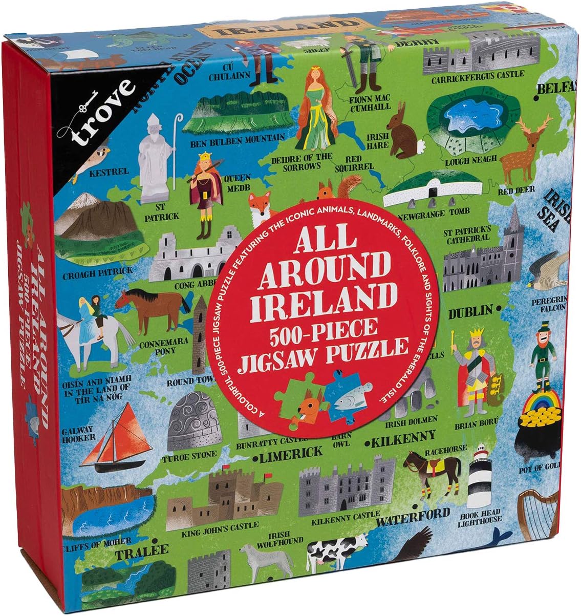All Around Ireland 500-Piece Jigsaw Puzzle With Irish Map Poster – BigaMart