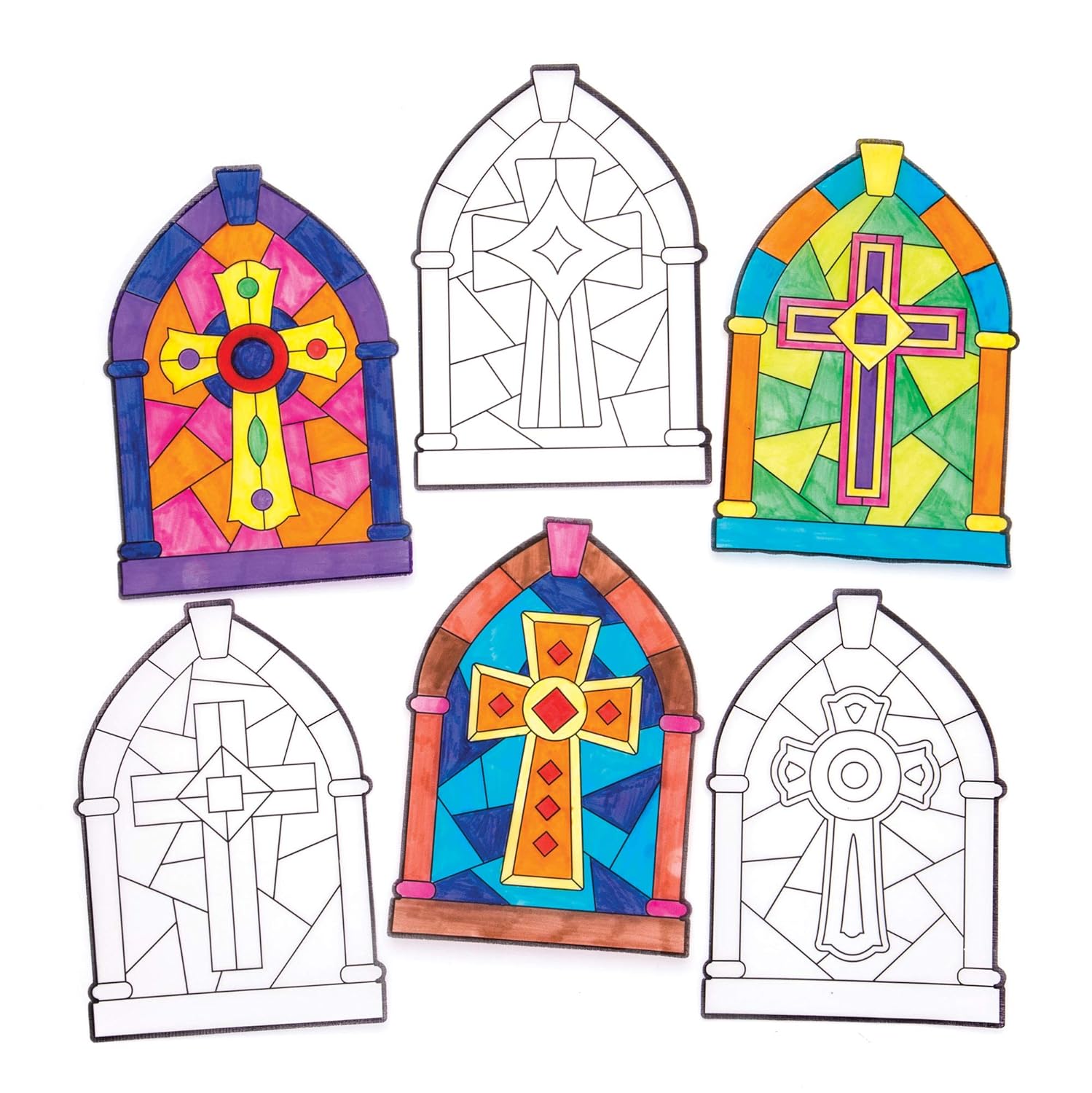 Baker Ross Cross Colour In Window Stained Glass Decorations, For Kids to Decorate and Display ...