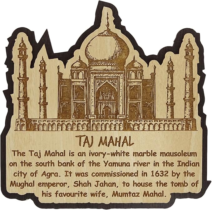 Amazon.com: Printtoo Taj Mahal Wooden Engraved Fridge Magnet Souvenir ...