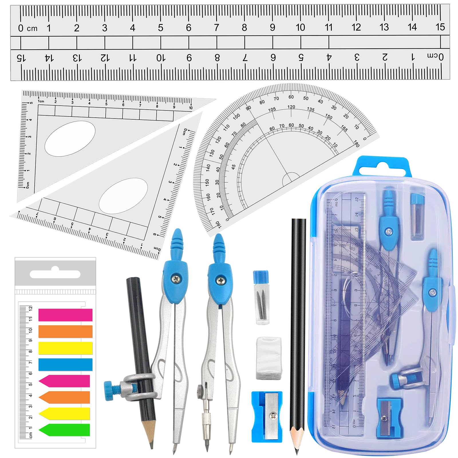 Akuoly Maths Compasses Starter Geometry Kit with 2 Drafting Compasses ...