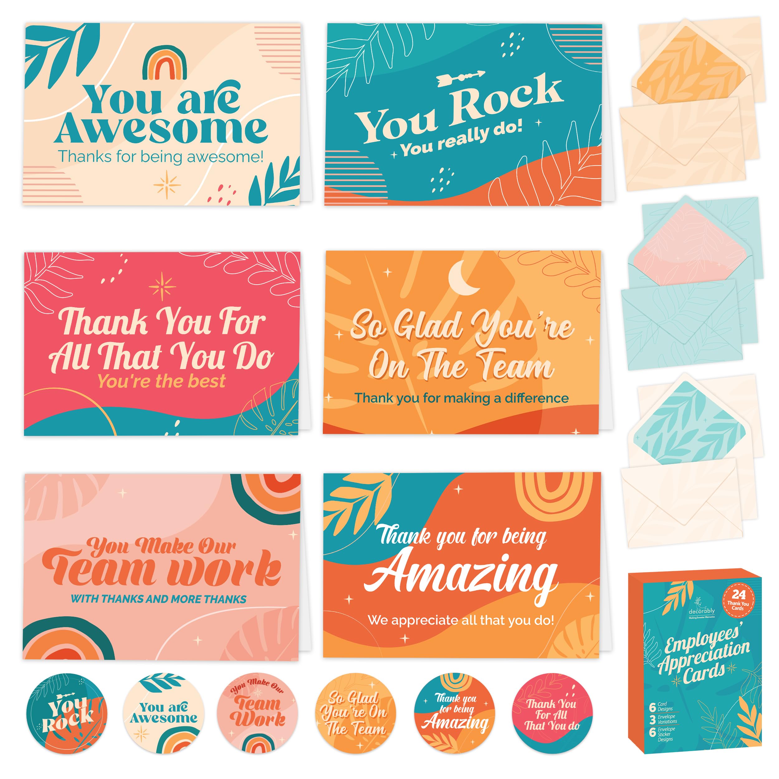 Mua Decorably 24 Pack 6x4in Employee Appreciation Cards with Envelopes ...