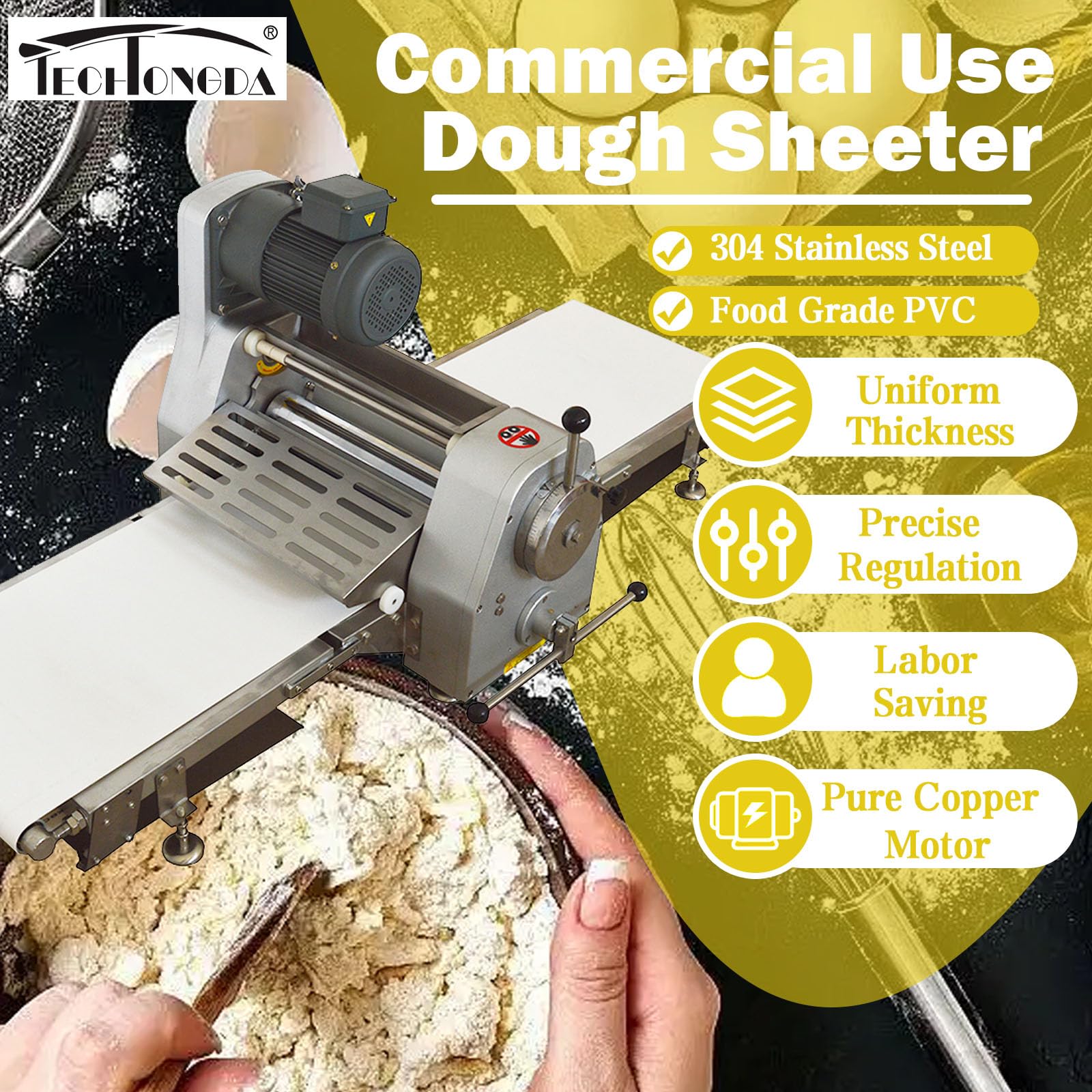 TECHTONGDA Commercial Dough Sheeter Laminated Dough Sheeter Fondant ...