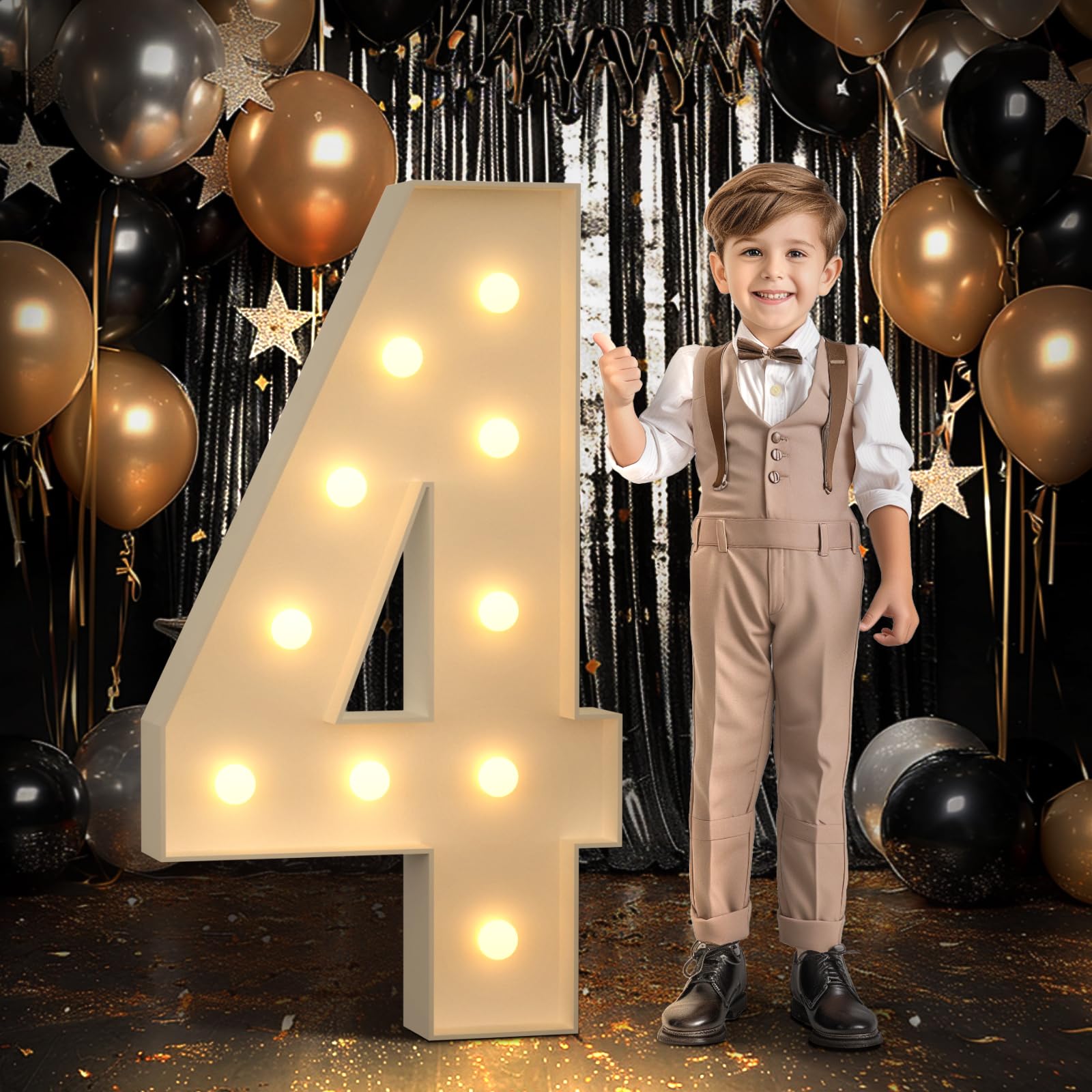 imprsv 4FT Marquee Number 4 Light up Number 4th Birthday Decorations ...