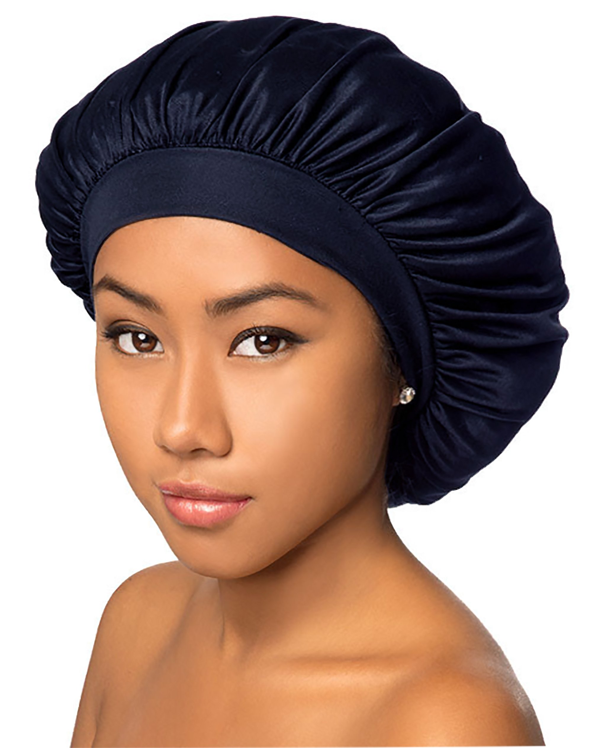 BT Luxury Wide Band Satin Bonnet Cap Navy- Buy Online in United Arab ...
