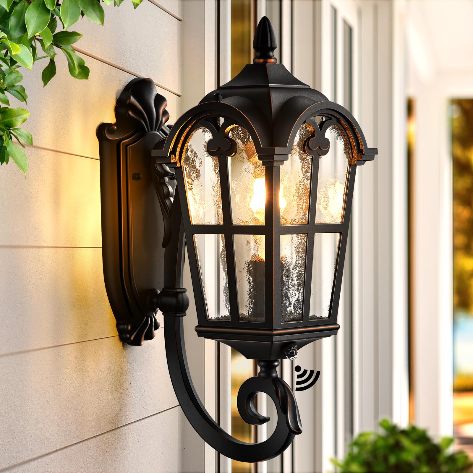VIANIS Outdoor Lights for Porch, Black Dusk to Dawn Outside Lighting ...