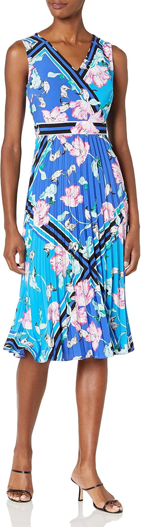 Karl Lagerfeld Paris Dresses Women's Printed Chiffon Pleated Dress ...