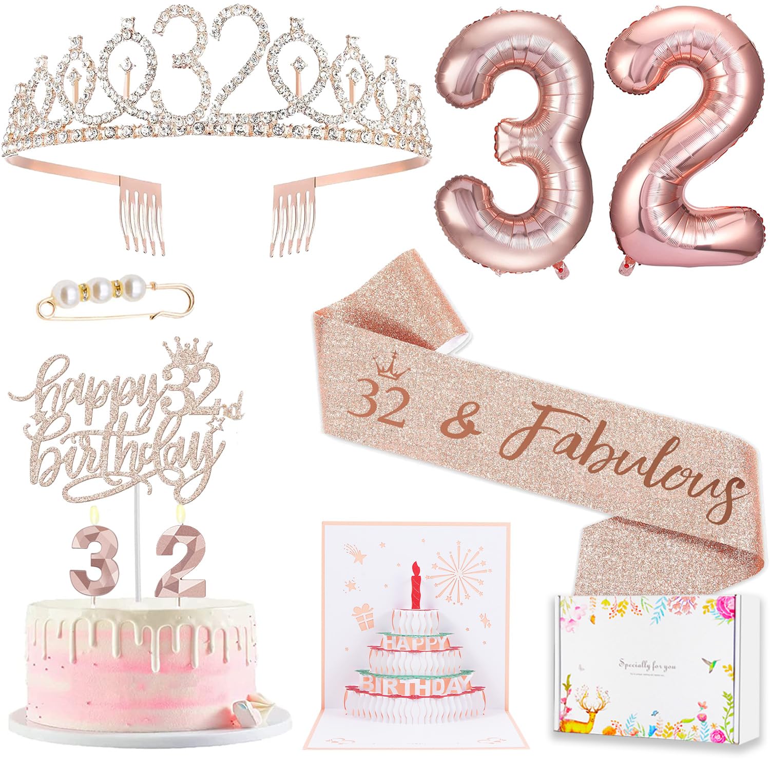 32nd Birthday Decorations for Her Women, Including 32 year old Birthday ...