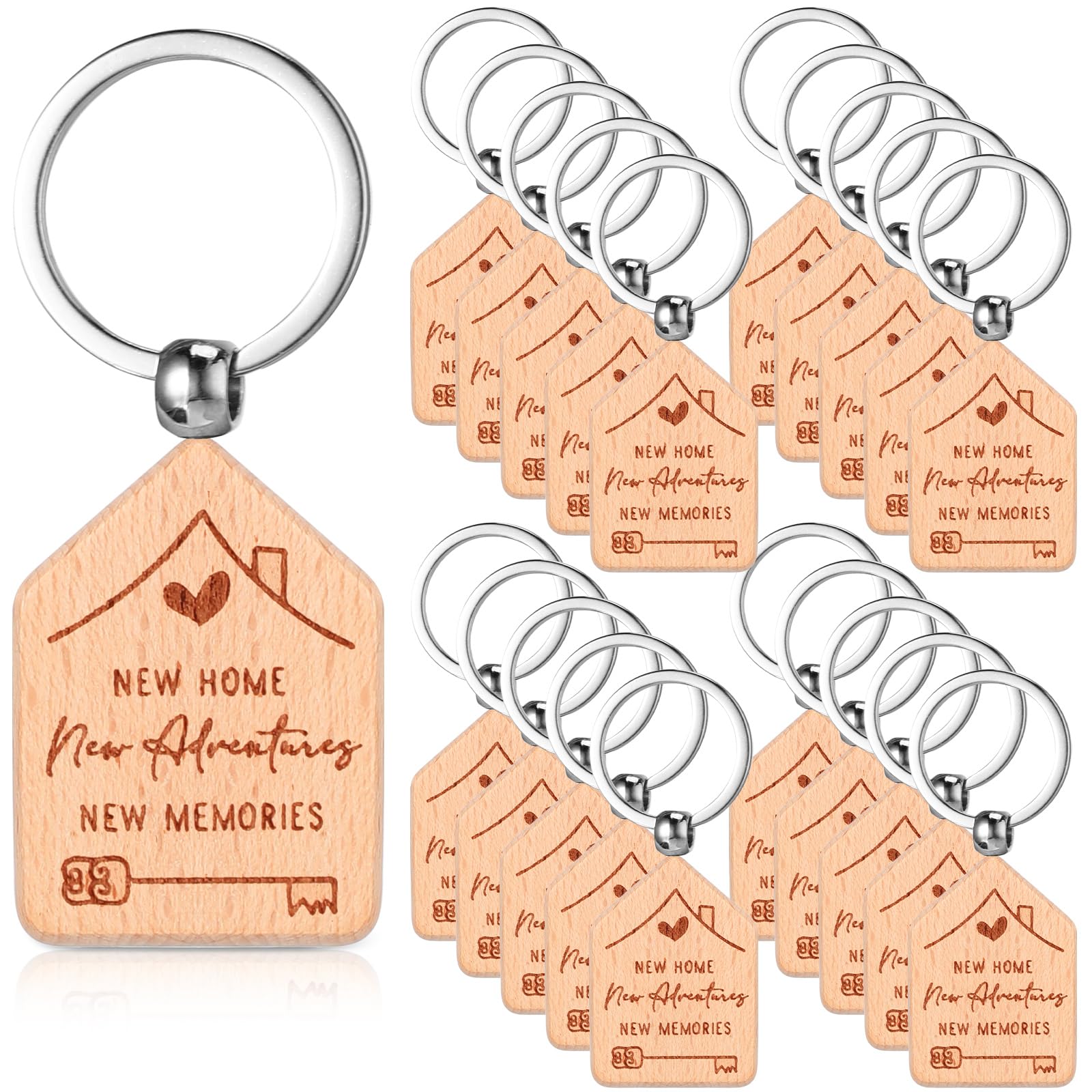 Inbagi 20 Pcs New Home Keychain Bulk Welcome Home Keychain Gifts House ...