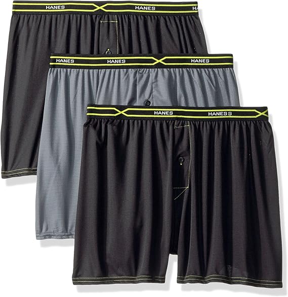 Hanes Men's 3-Pack X-Temp Performance Cool Checker Polyester Boxers ...