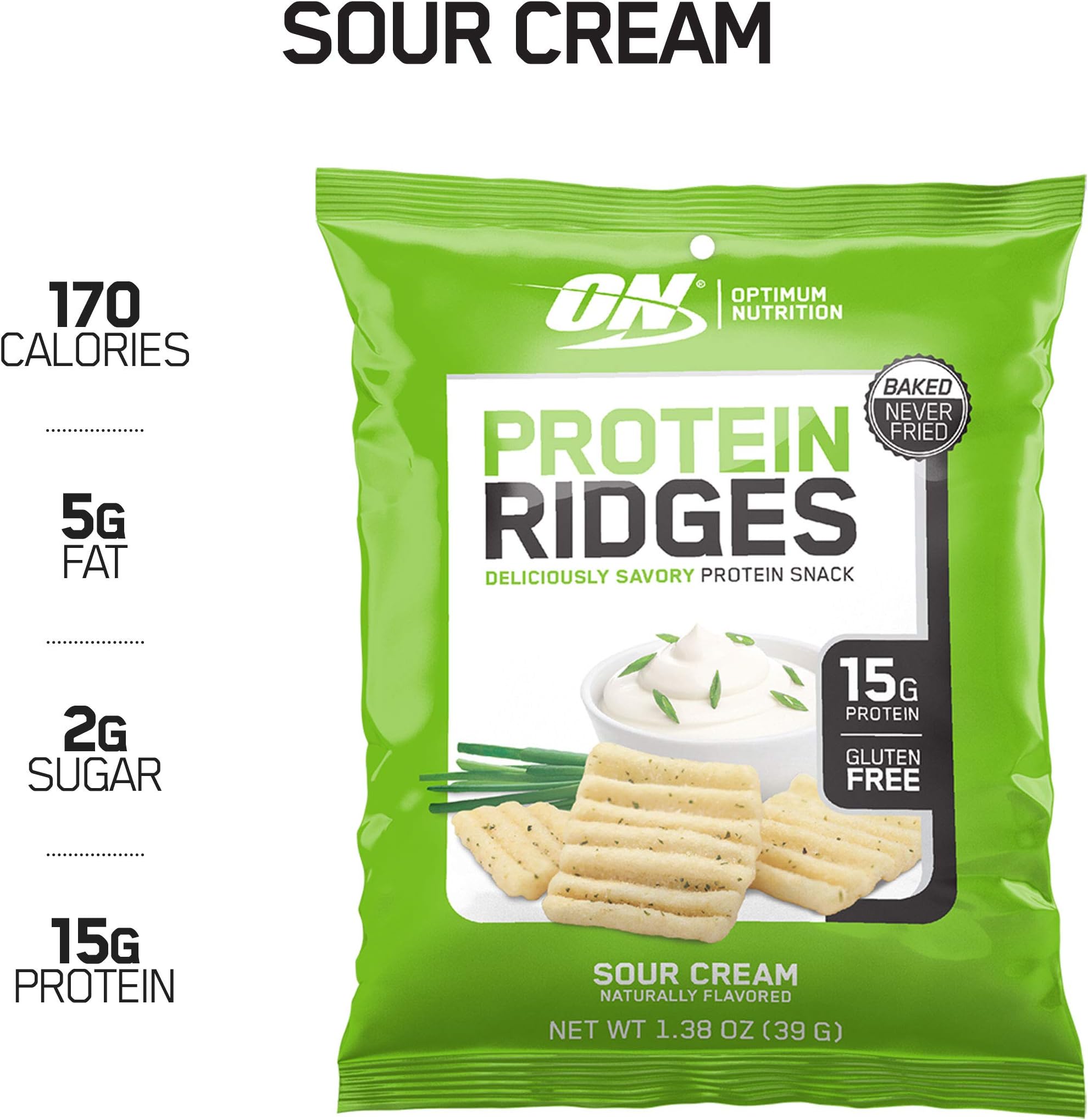 New! Optimum Nutrition High Protein Ridges, Baked Chips, Savory Snack ...