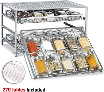 Amazon.com: Spice Rack Organizer for Cabinet, 3 Tier 30-Bottle Metal ...