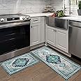 Amazon.com: Teal Boho Kitchen Mats for Floor, Green Blue Turquoise ...
