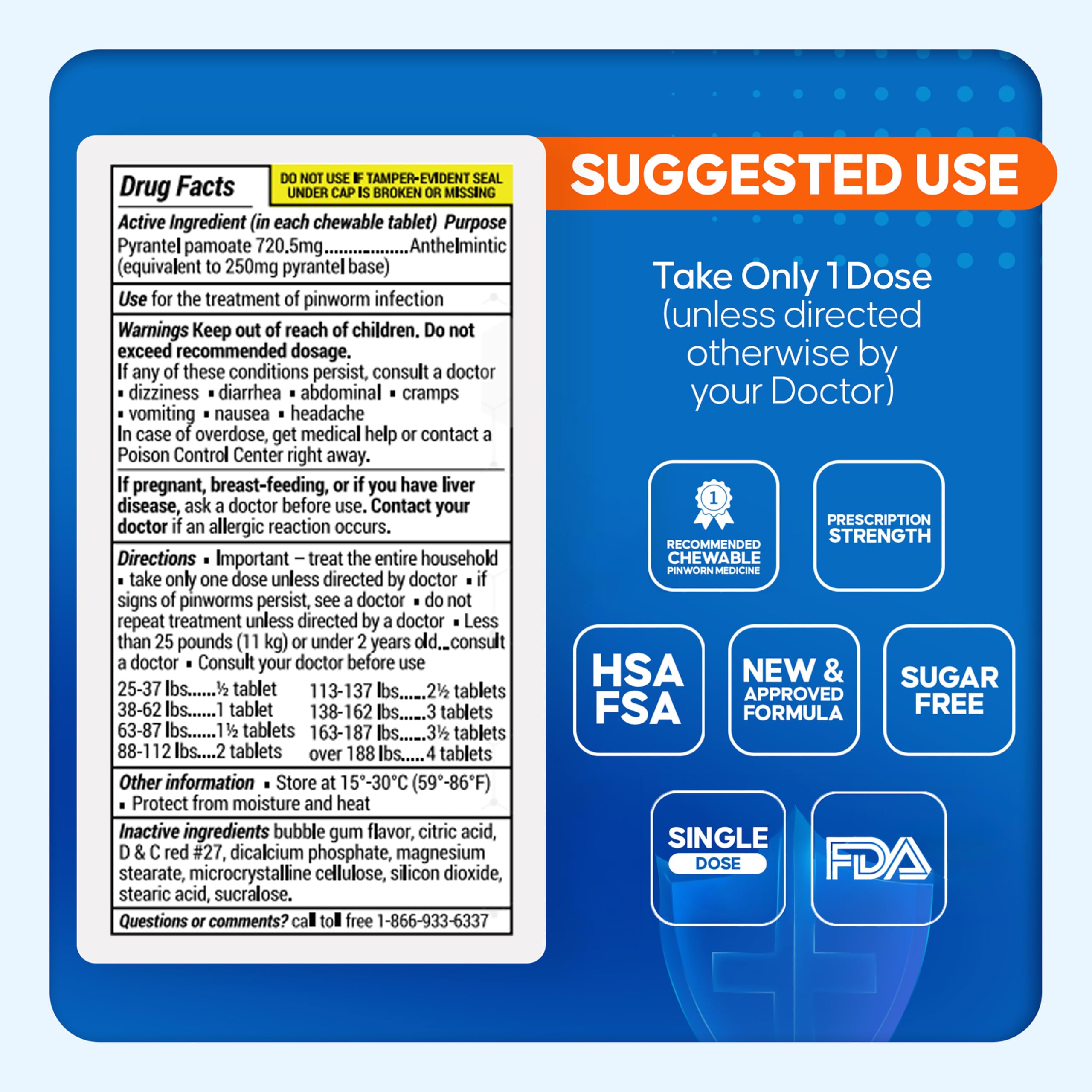 Mua Pinworm Medicine for Family 2+, Bubble Gum Chewable Tablets (12 ...
