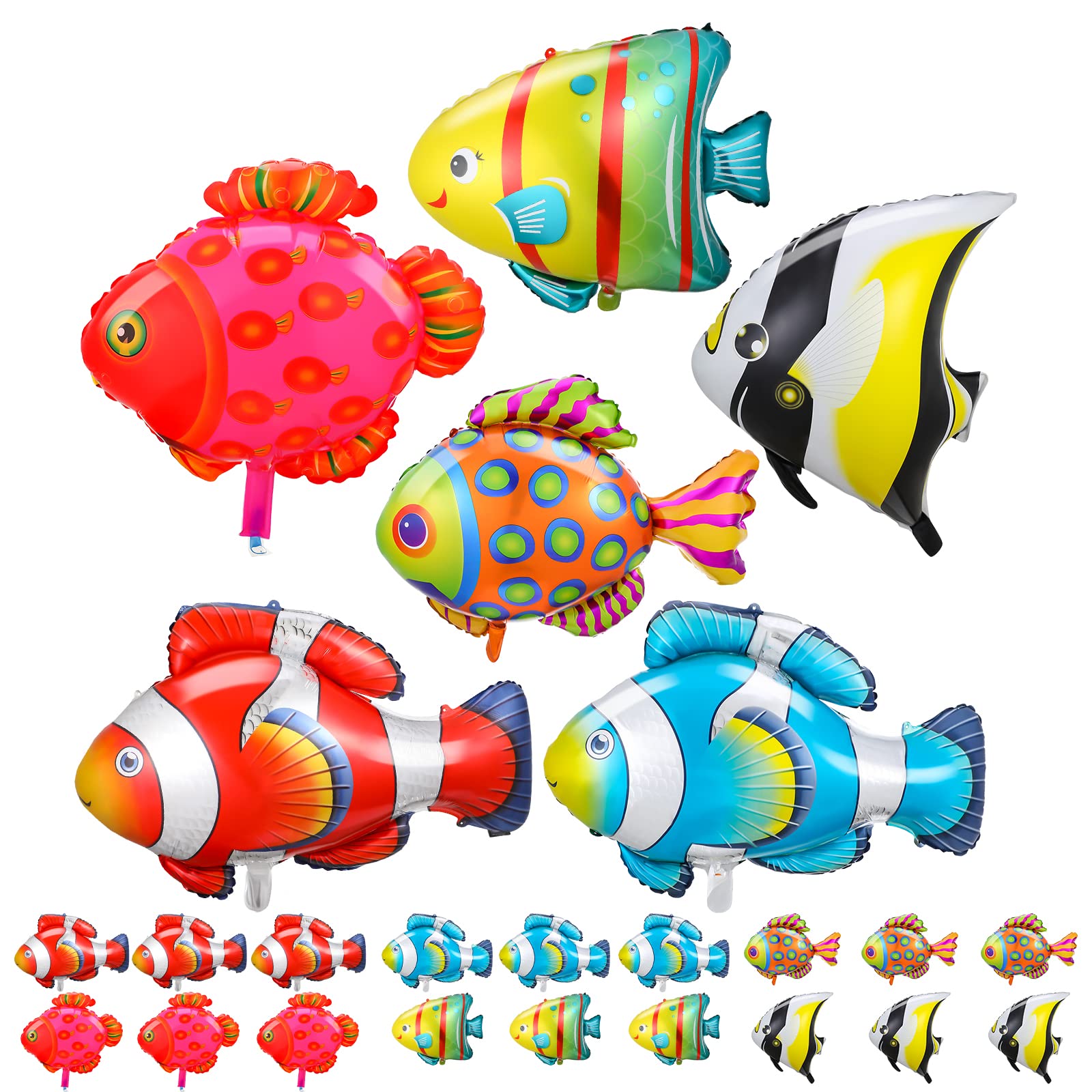 Karenhi 24 Pcs Large Clownfish Foil Balloons Tropical Fish Party ...