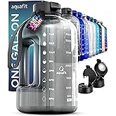 Amazon.com: AQUAFIT 1 Gallon Water Bottle With Time Marker - Straw & Chug Lid - Big Water Bottle ...