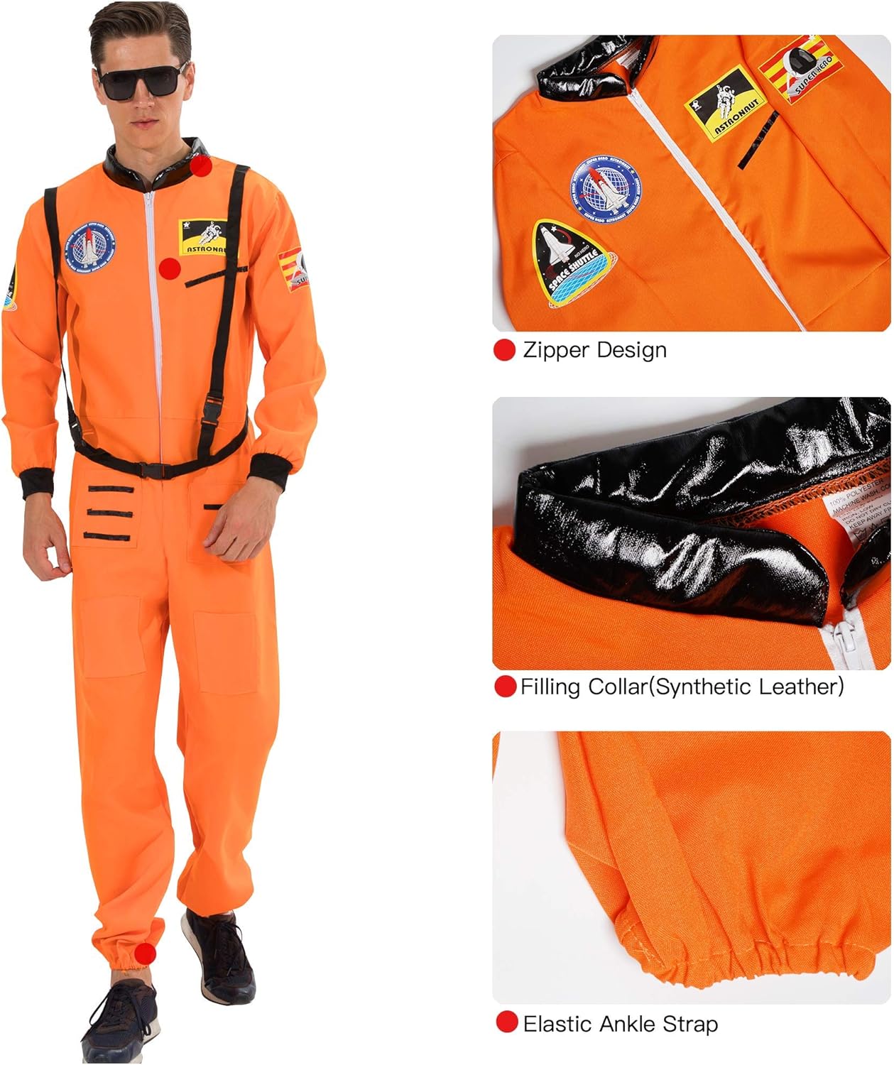EraSpooky Men’s Astronaut Costume Spaceman Suit Fancy Dress Cosplay ...