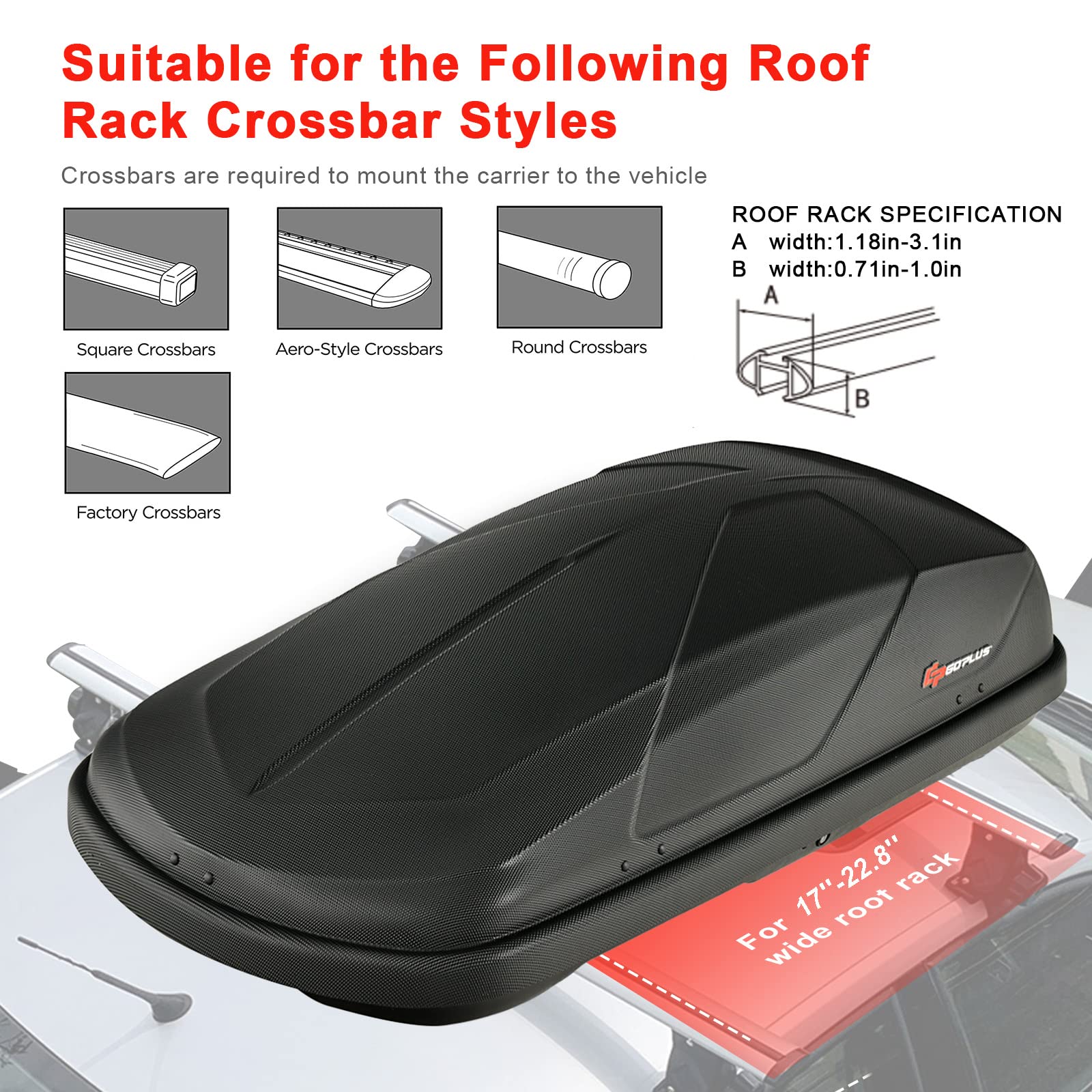 Mua Goplus Rooftop Cargo Carrier Hard Shell, 14 Cubic Feet Waterproof ...