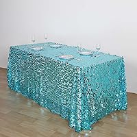 Amazon.com: Efavormart 90X156 Turquoise Premium Big Payette Sparkly Sequin Rectangle Tablecloth ...