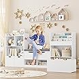 Amazon.com: FOTOSOK 72” Kids Bookshelf with Reading Nook, Large Toy ...