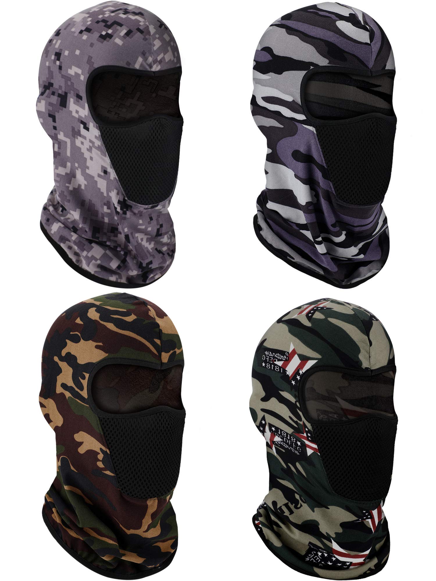 Blulu 4 Pieces Balaclava Summer Full Face Mask Ski Mask for Men Women ...