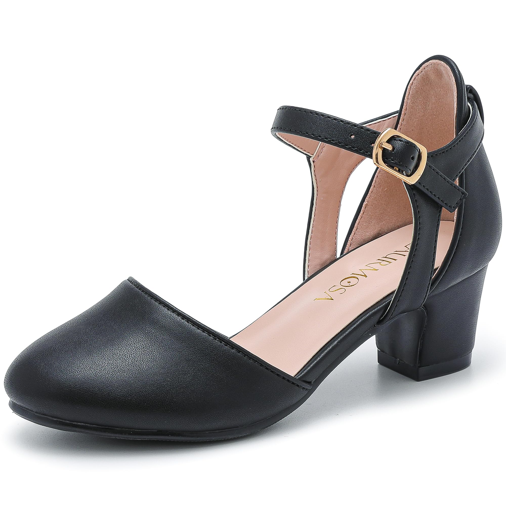 LAURMOSA Girls Black Dress Shoes High Heels Girl Formal Shoes for ...
