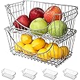 Amazon.com: Smart Design Stacking Baskets with Handles - Set of 6 Large ...